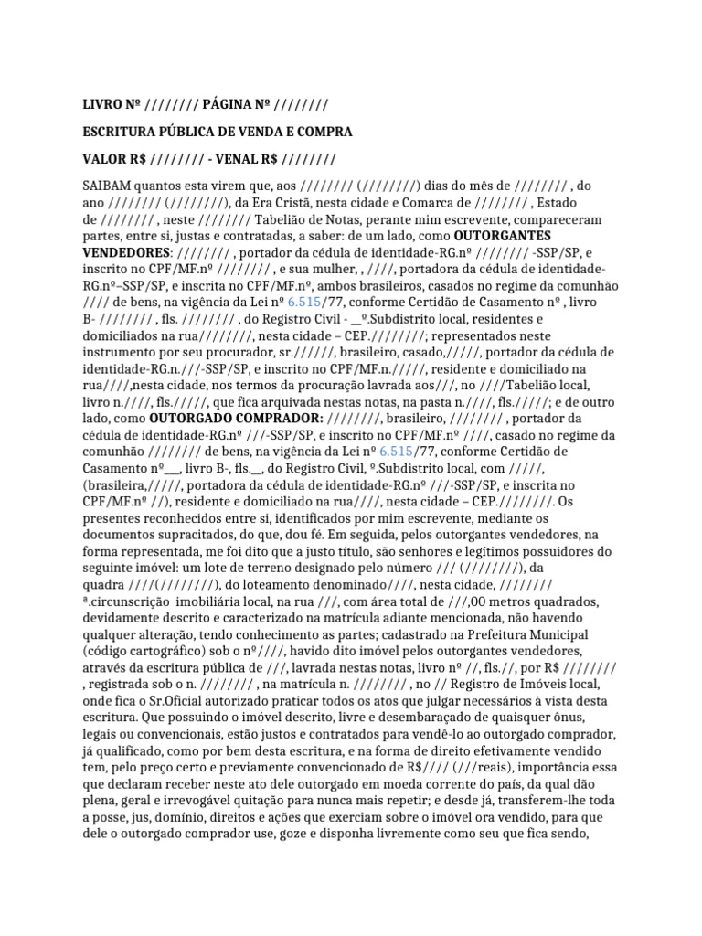 modelo-de-escritura-publica-de-venda-e-compra | PDF