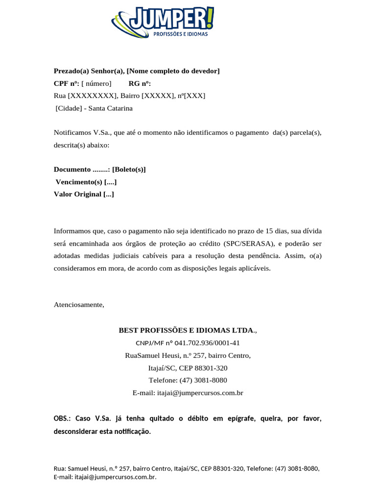 Notificação Spc-Serasa | PDF