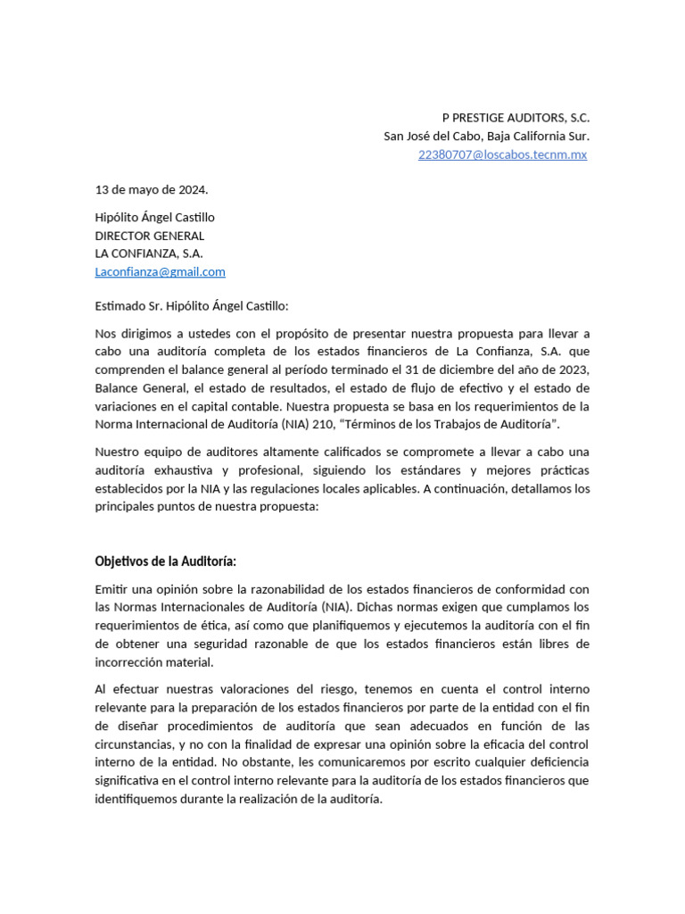 Carta Propuesta 2 | PDF