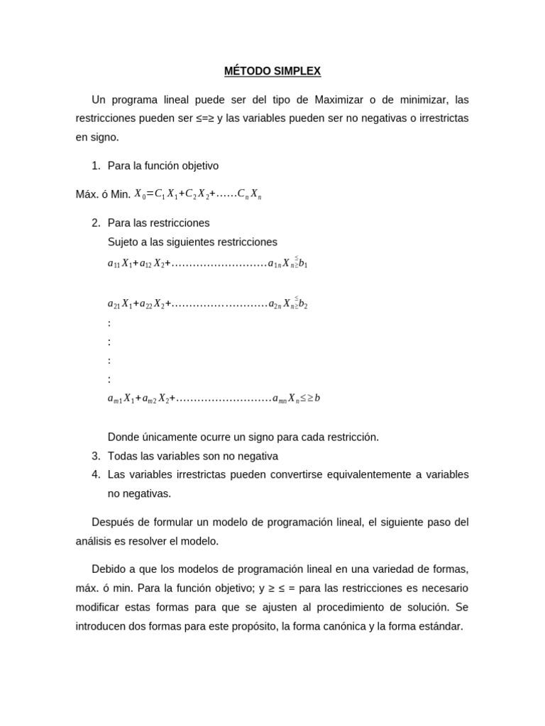METODO SIMPLEX | PDF