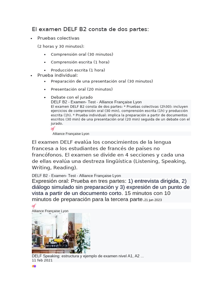 El Examen DELF B2 Consta de Dos Partes | PDF