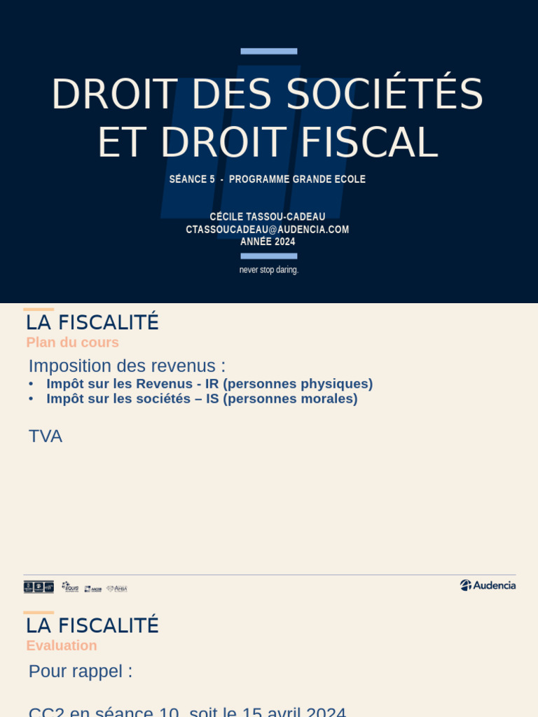 2024 GE - SEANCE 5 - Droit Fiscal - PPT Avec Correction | PDF