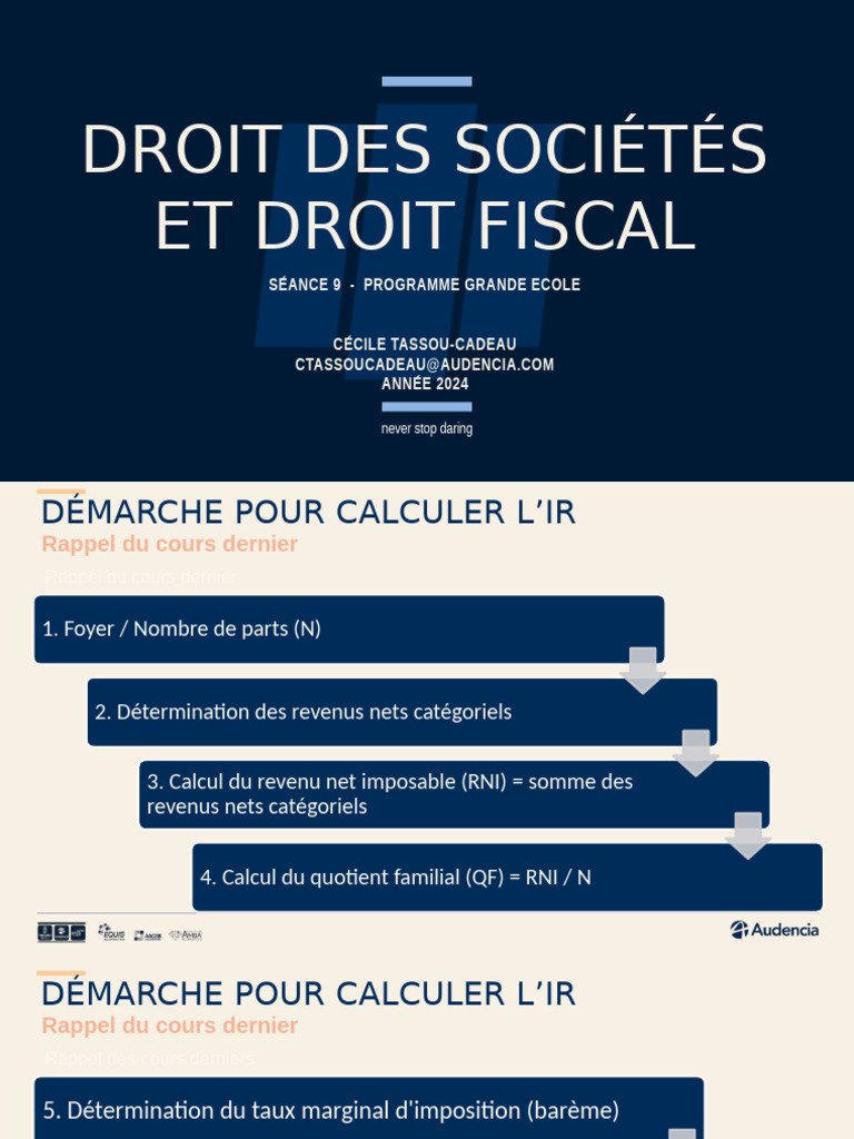 2024 GE - SEANCE 9 - Droit Fiscal - PPT Avec Correction | PDF