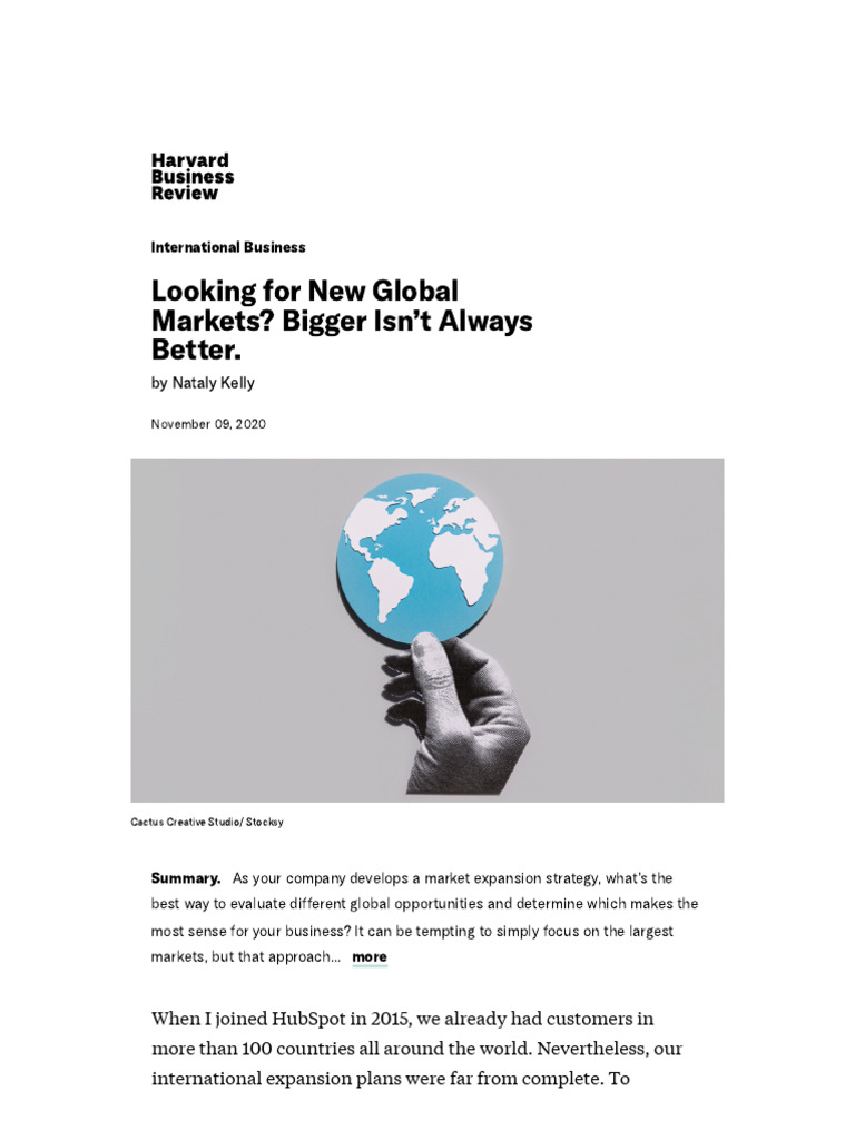Looking For New Global Markets - Bigger Isn't Always Better | PDF