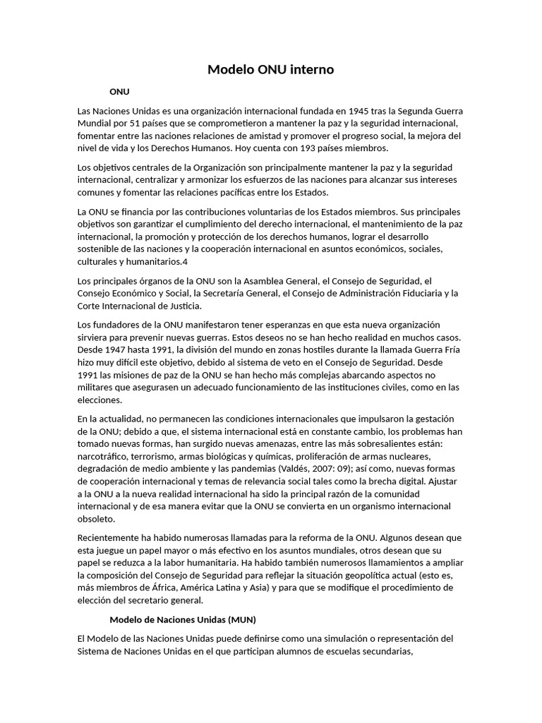Modelo ONU interno | PDF
