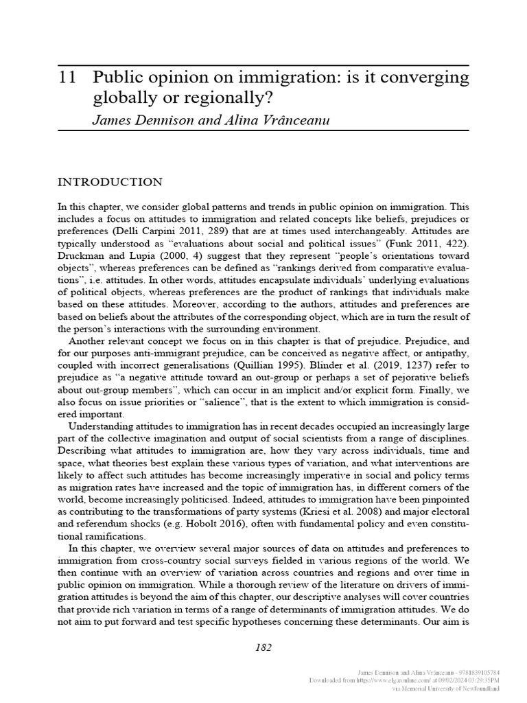 Global Trends in Immigration Attitudes | PDF | Immigration | Politics