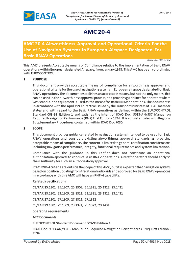 Easy Access Rules AMC 20 AMC 20 4 | PDF | Aviation | Navigation