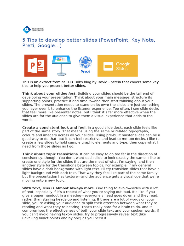 5 Tips To Develop Better Slides | PDF | Attention