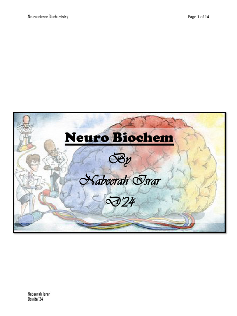 Neuro Biochem Notes | PDF | Neurotransmitter | Acetylcholine