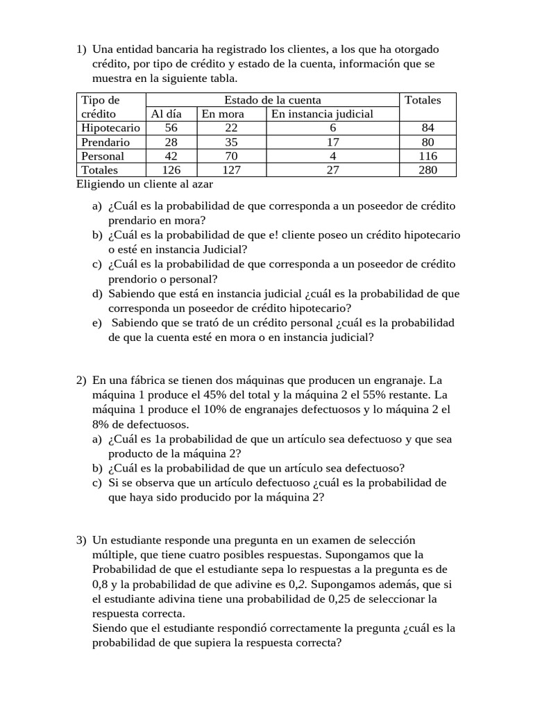 ejercicio Probabilidad 2º | PDF