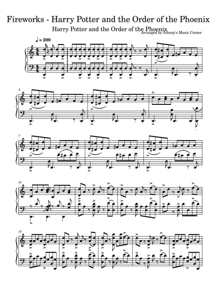 Fireworks-Harry Potter and the Order of the Phoenix For Piano | PDF