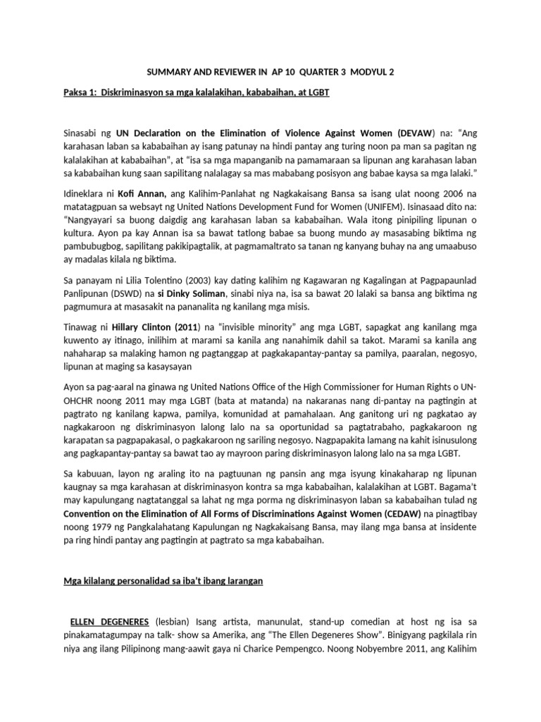 Reviewer in AP 10 QUARTER 3 MODYUL 2 | PDF | Social Science