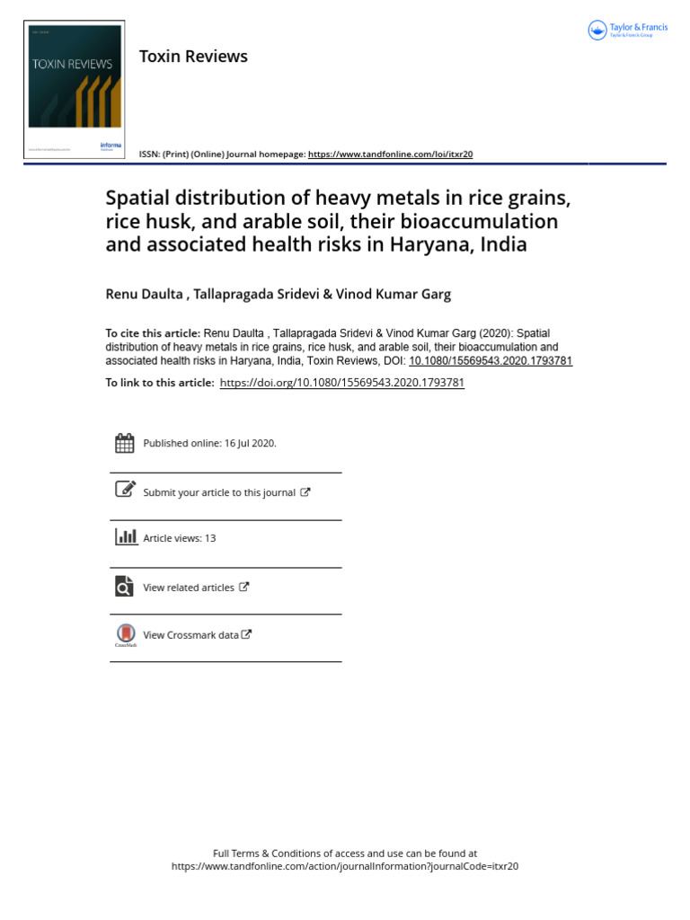 2020, Daulta. Spatial Distribution of Heavy Metals | PDF