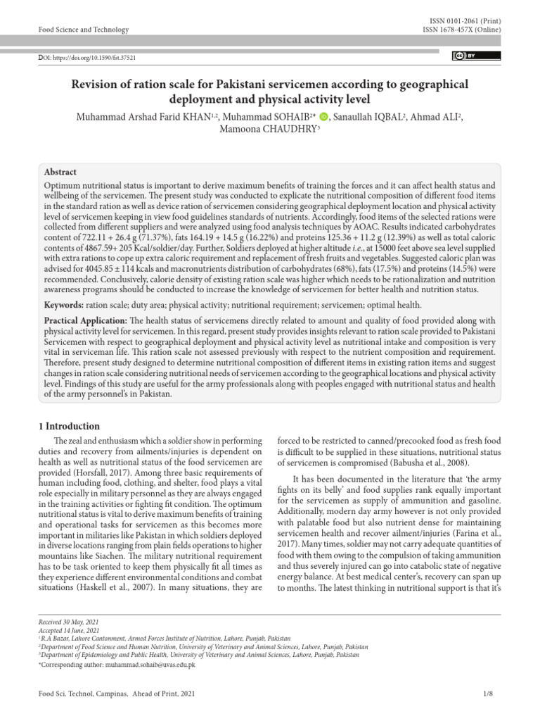 Revision of Ration Scale For Pakistani Servicemen - 1 | PDF