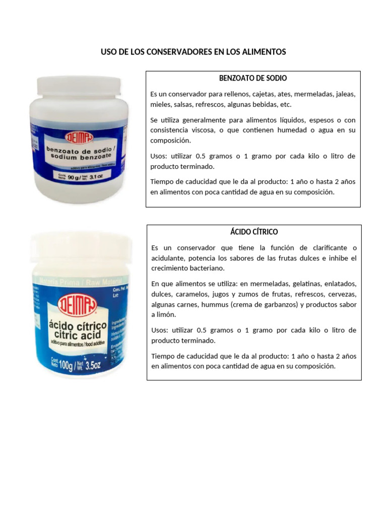 USO DE CONSERVADORES EN ALIMENTOS | PDF