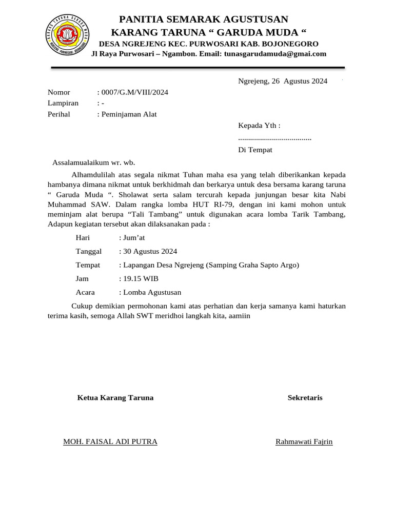 Surat Permohonan Penampilan | PDF