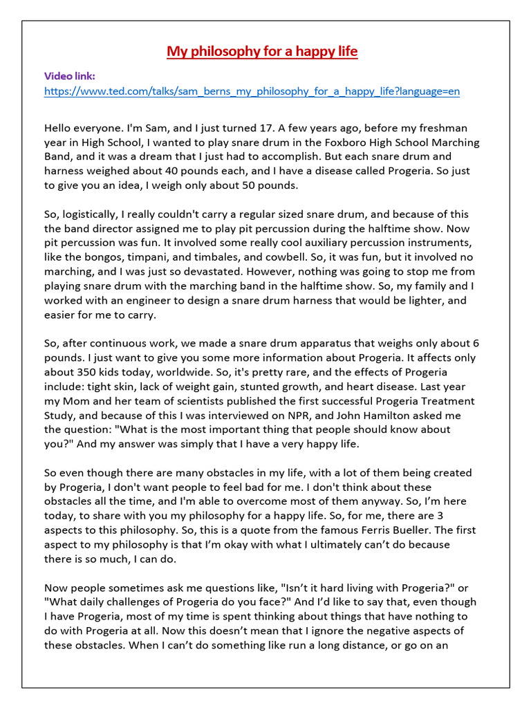 My Philosophy For A Happy Life | PDF