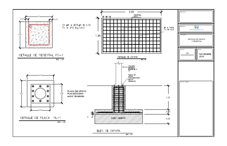 Detalles Zapata y Pedestal | PDF