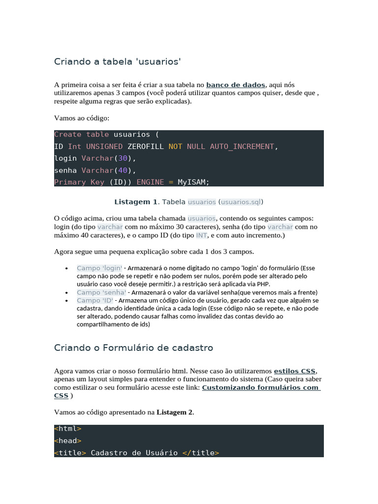 Codigo Fonte Login PHP e Mysql | PDF
