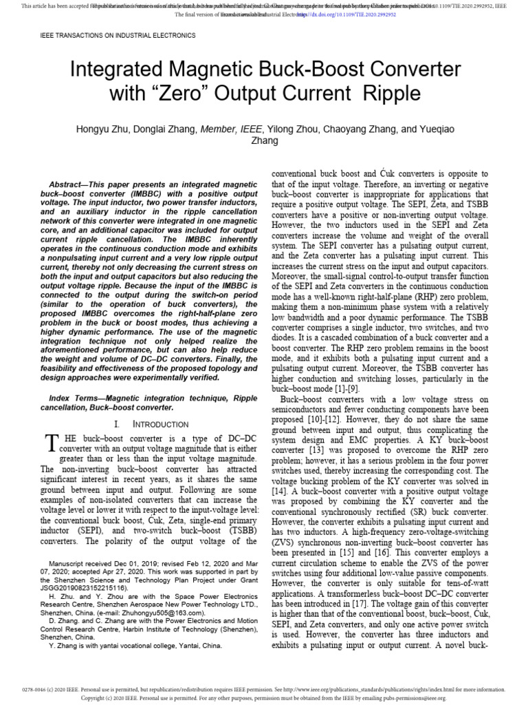 Integrated Magnetic Buck-Boost Converter With "Zero" Output Current ...