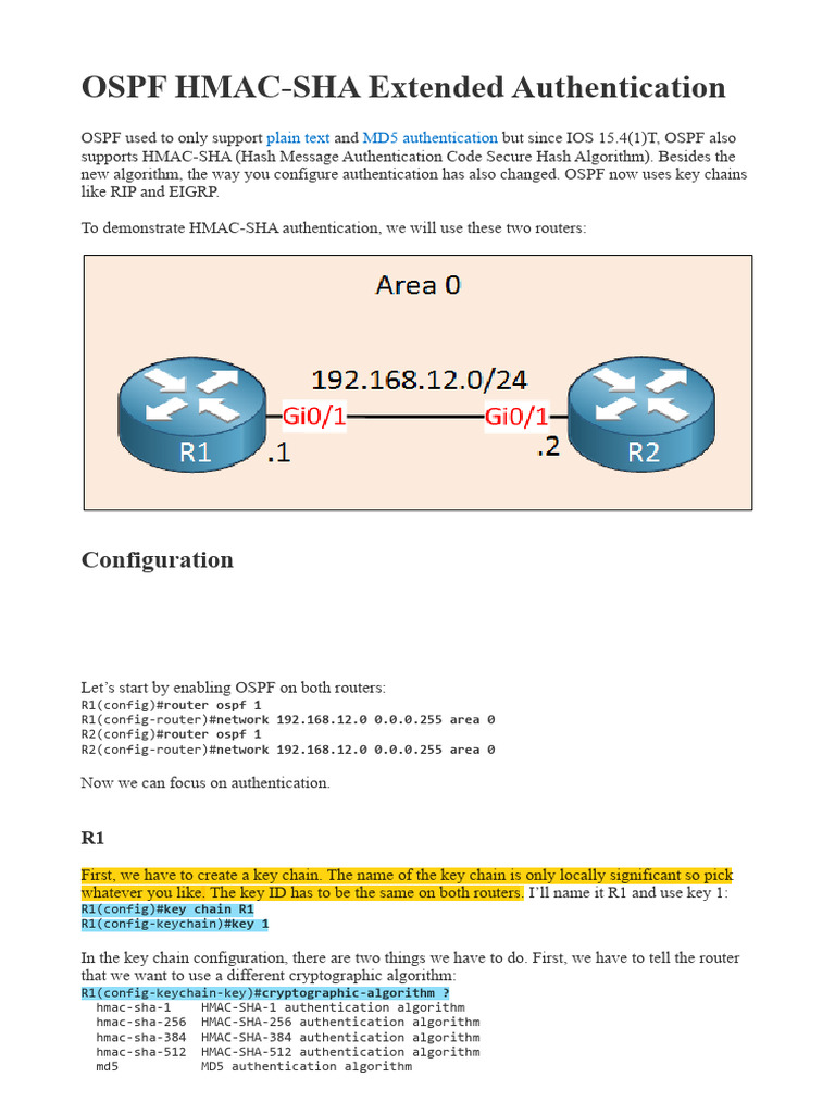 Configure OSPF HMAC-SHA Authentication | PDF | Computer Science ...