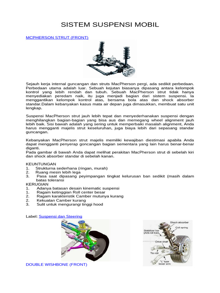 Sistem Suspensi Mobil | PDF