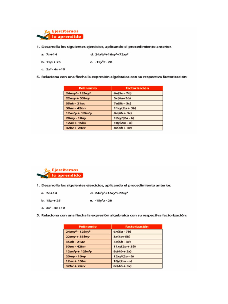 taller factor comun | PDF