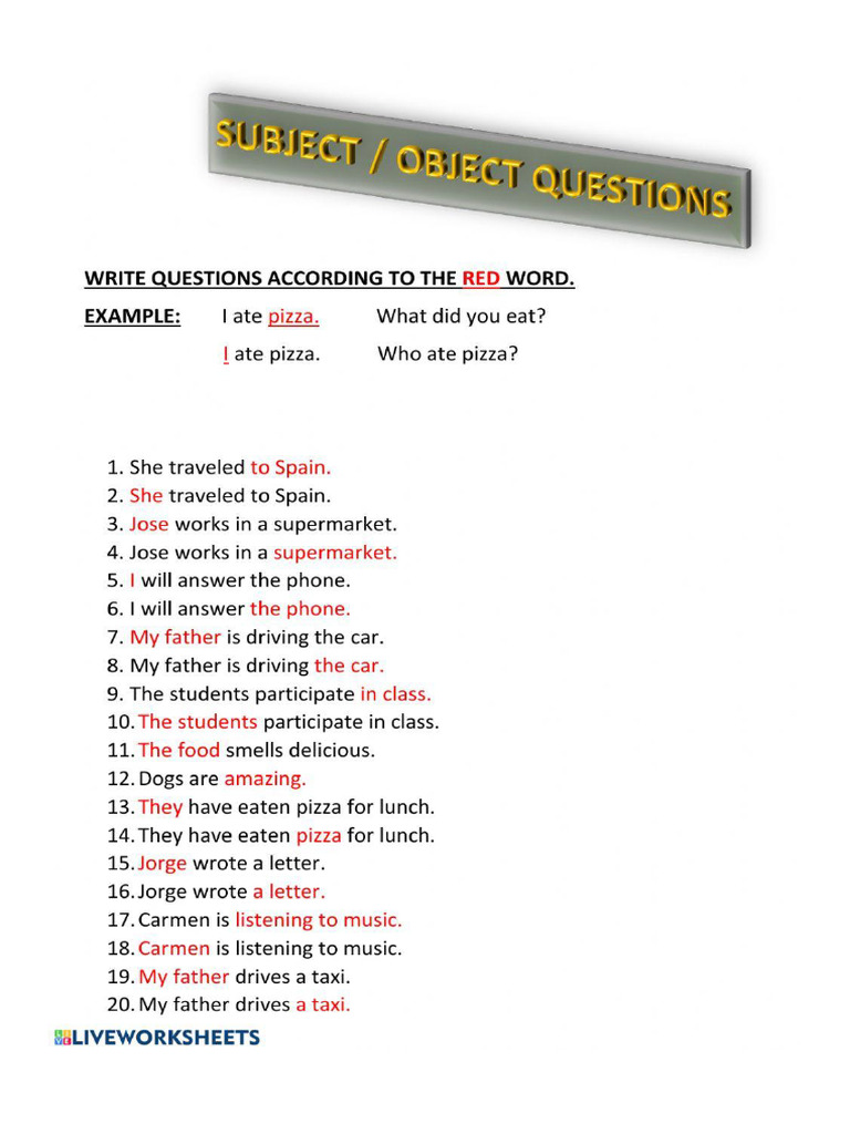Subject Object Questions | PDF