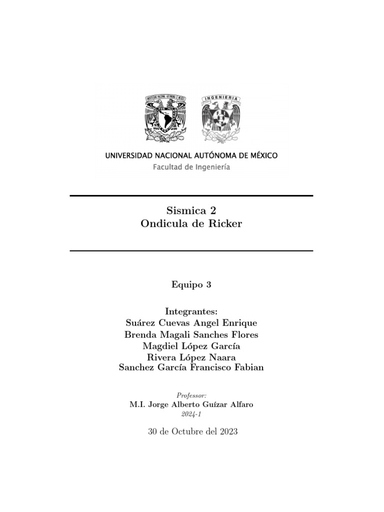 Análisis de la Ondícula de Ricker | PDF | Densidad espectral ...