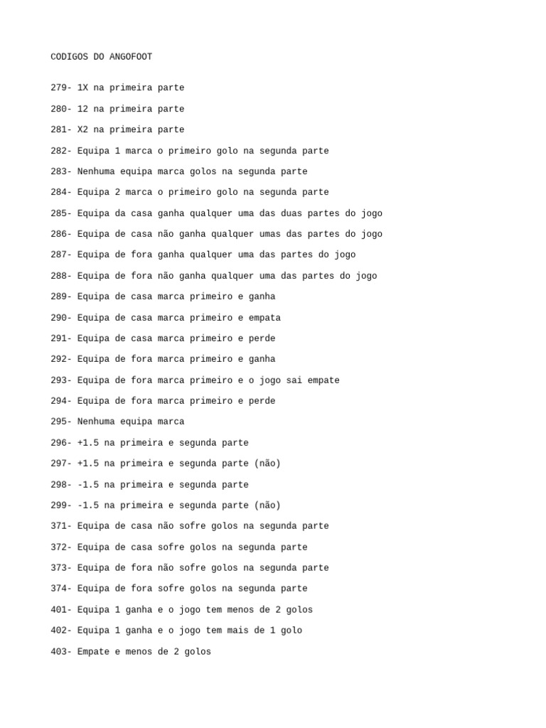 Codigos Do Ango Foot | PDF