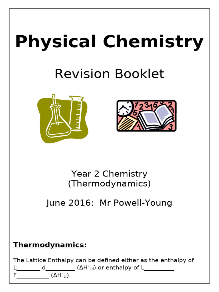 A Level Physical Chemistry Year 2 Thermodynamics | PDF