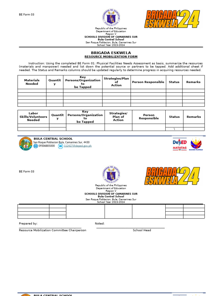 BE-Form-3-RESOURCE-MOBILIZATION-FORM-1 | PDF