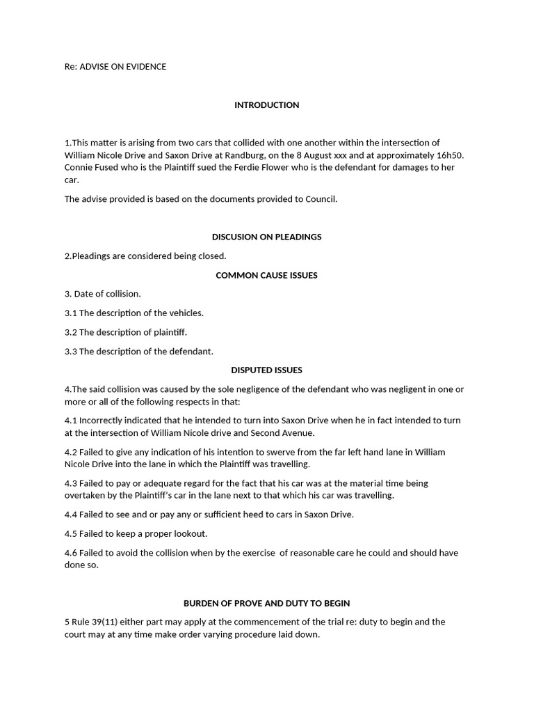 ADVICE ON EVIDENCE | PDF