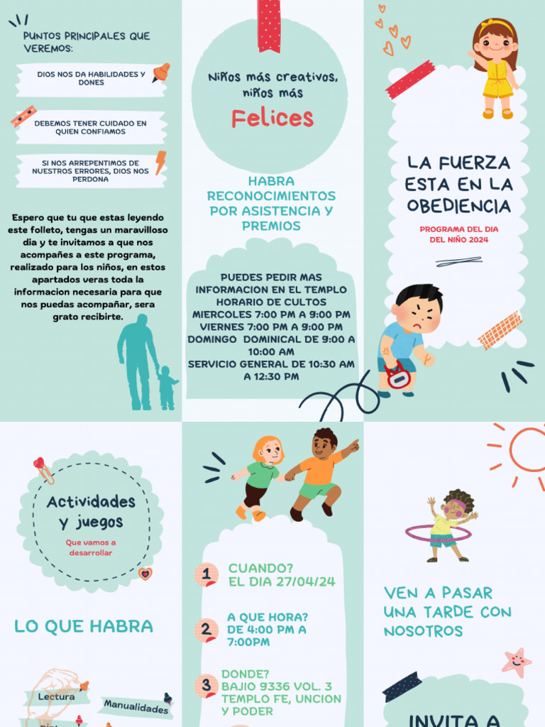 Folleto Infantil para Actividades Proyectos y Juegos Con Niños Doodle ...