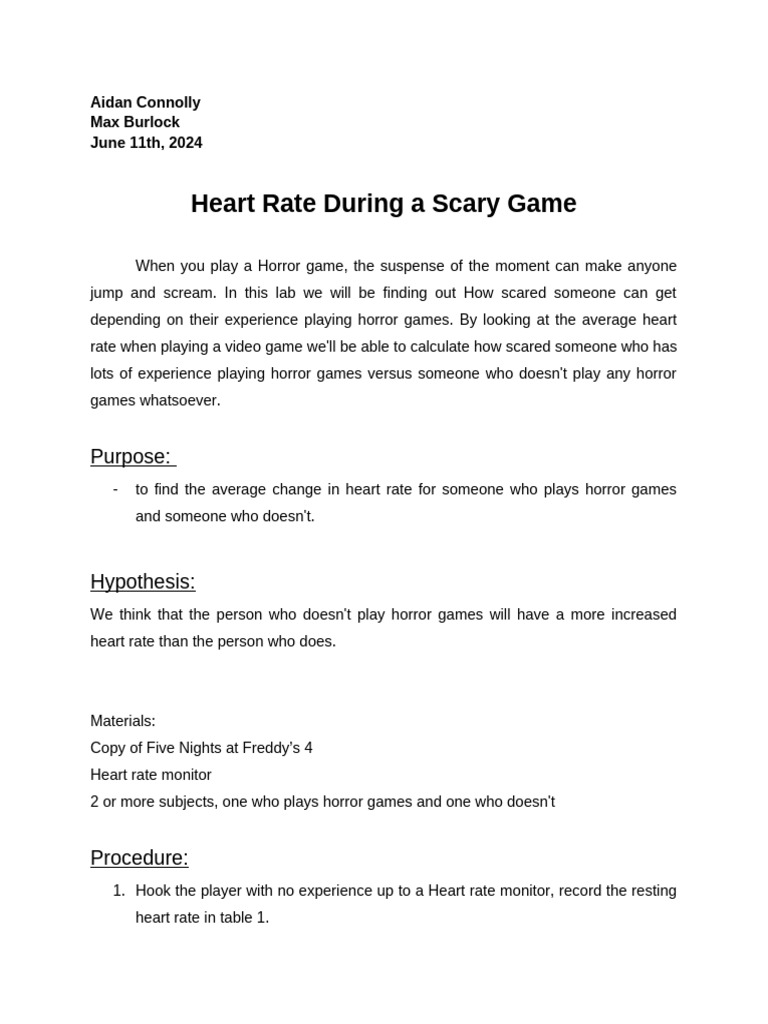 Scary Game Lab Report | PDF