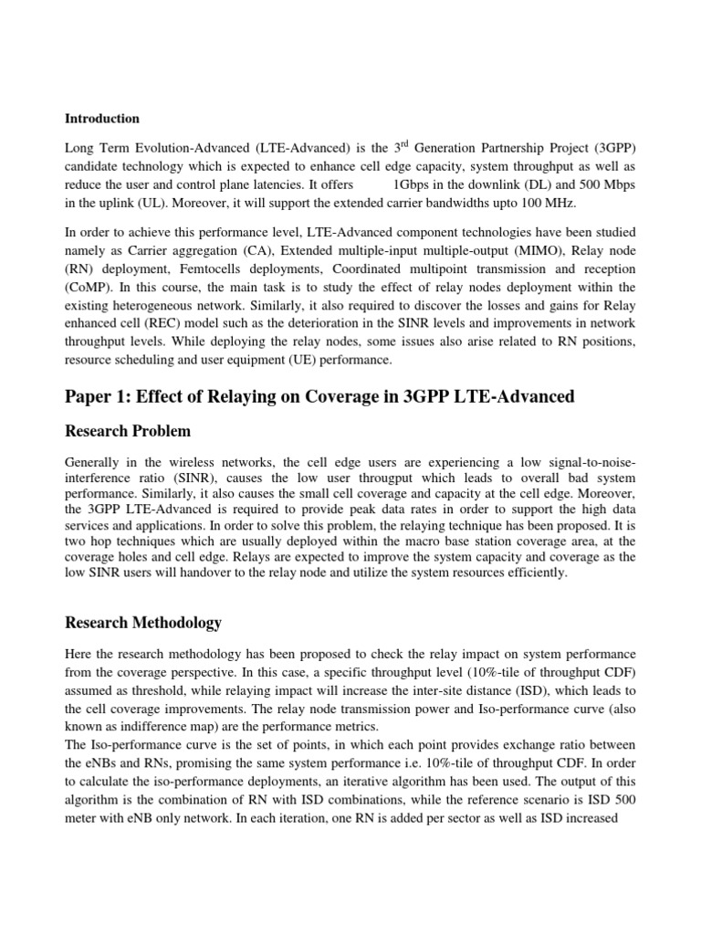 Relay Nodes in LTE-Advanced | PDF | Lte Advanced | Mimo