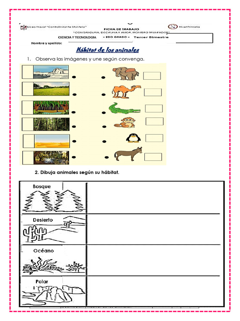 Ficha Habitats de Los Animales | PDF