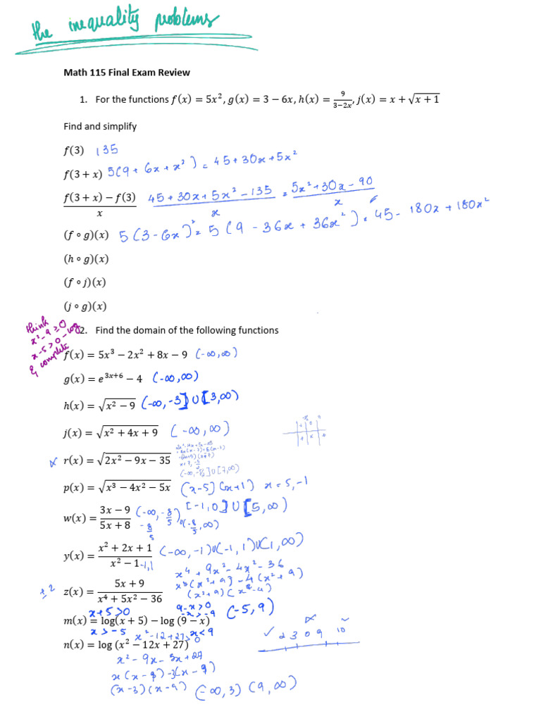 Math 115 Final Exam Review | PDF