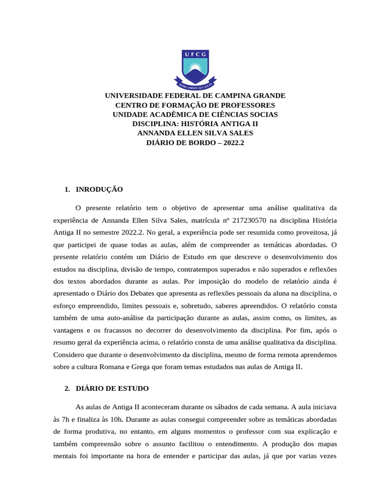 Diario de Bordo - Annanda | PDF