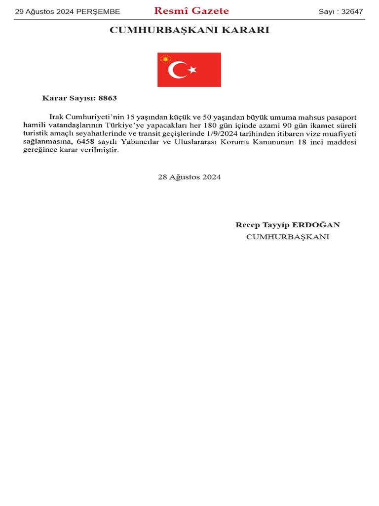 Cumhurbaşkani Karari: Resmî Gazete | PDF