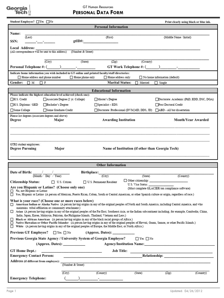 Personal Data Form (1) | PDF
