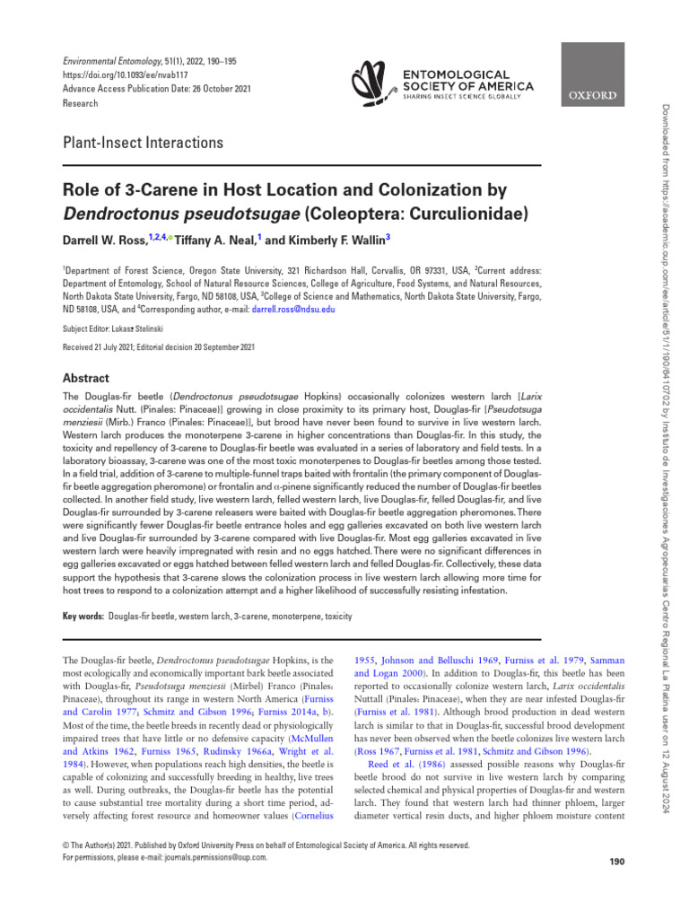 3-Careno (Repelente) Ross Et Al 2021 Role of 3-Carene in Host Location and Colonization by ...