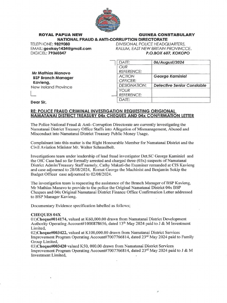 BSP KVG Request Letter | PDF