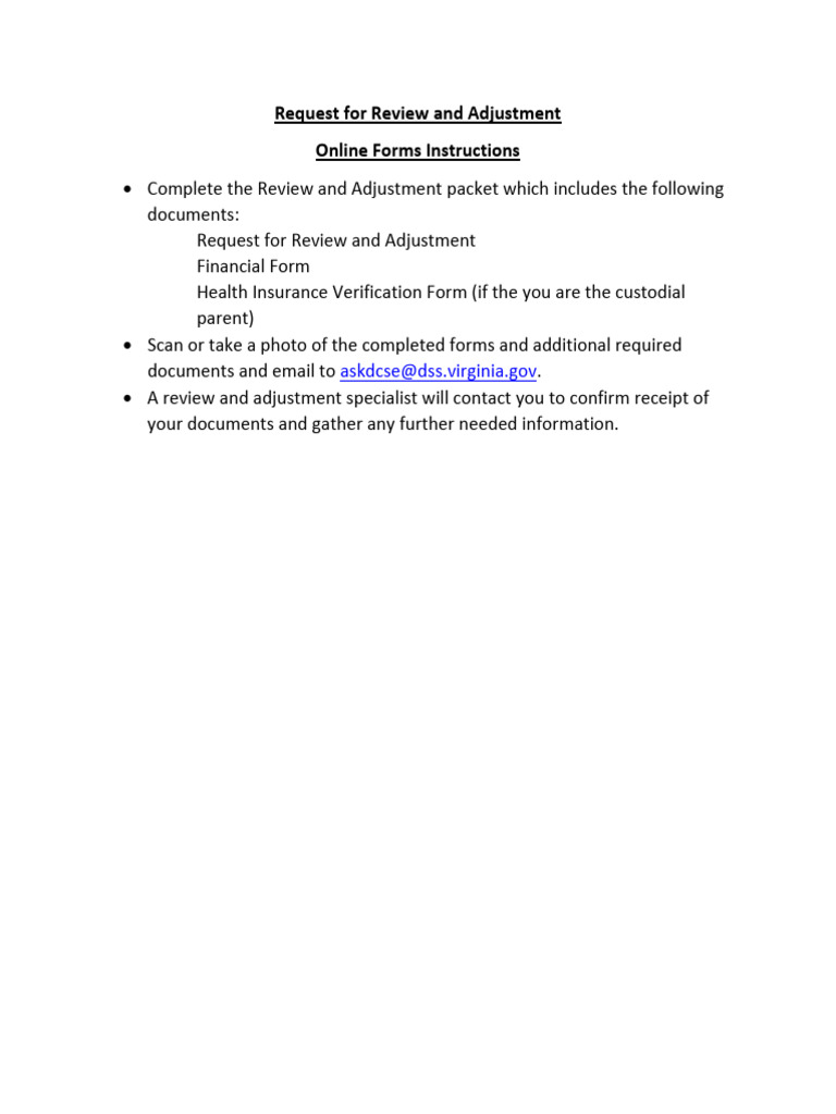 Request For Review and Adjustment | PDF