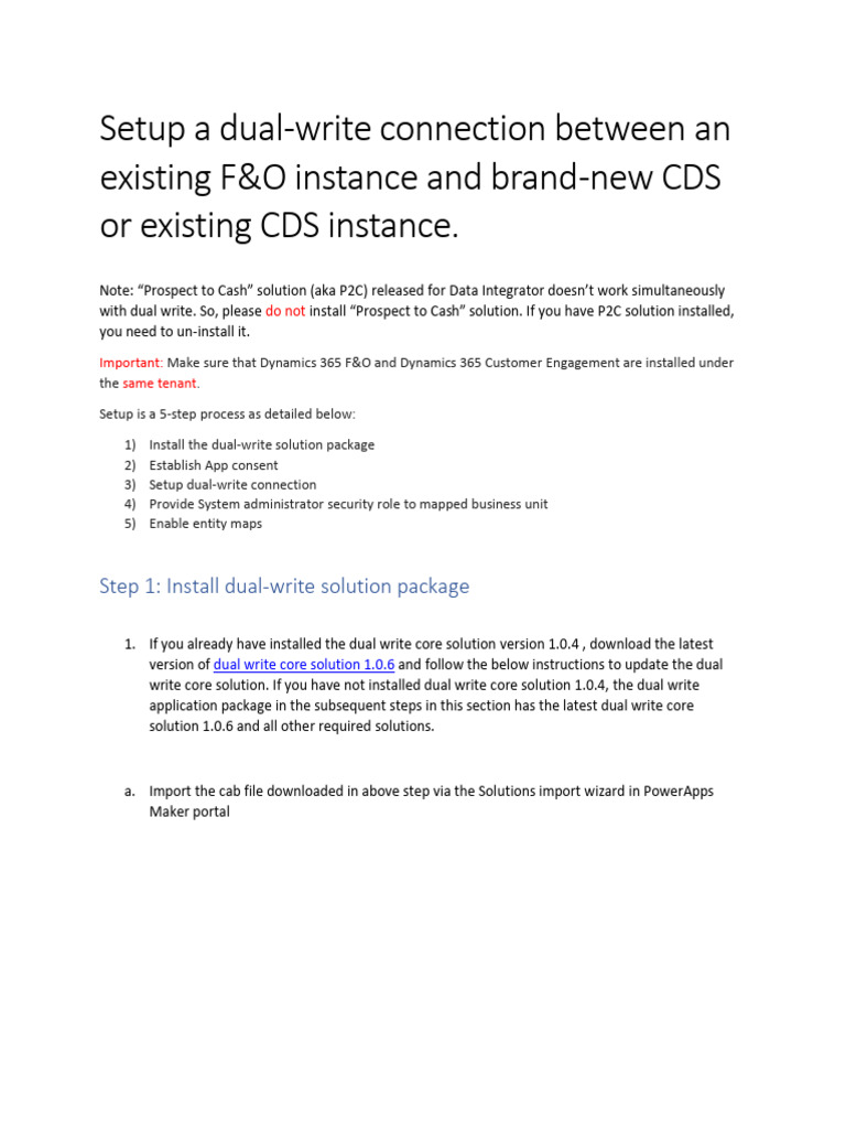 Setup A Dual-Write Connection From F&O | PDF