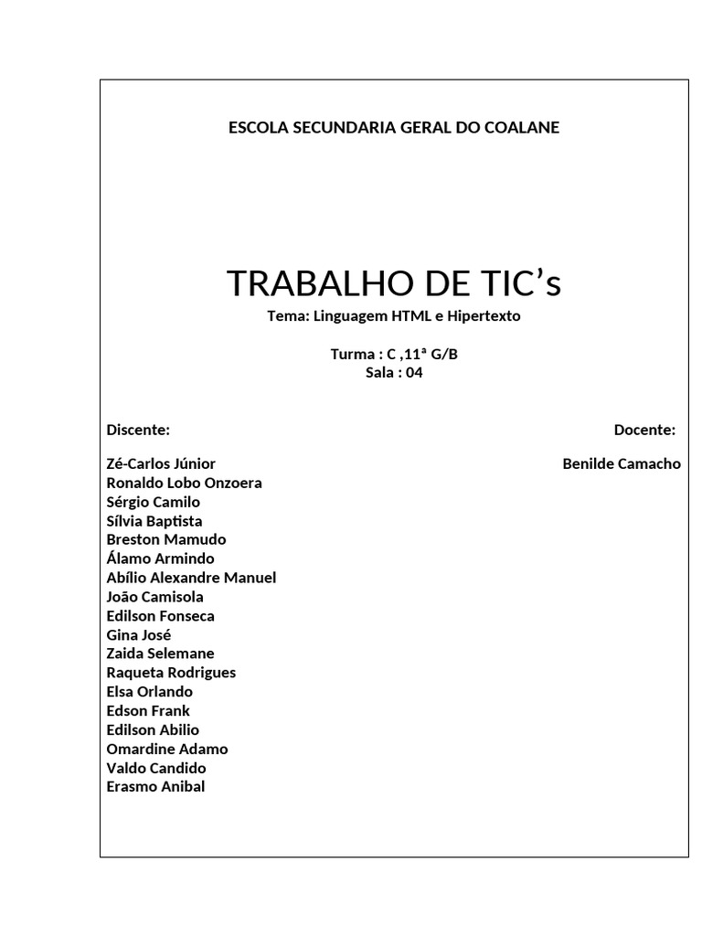 Trabalho de TICs - Capa | PDF