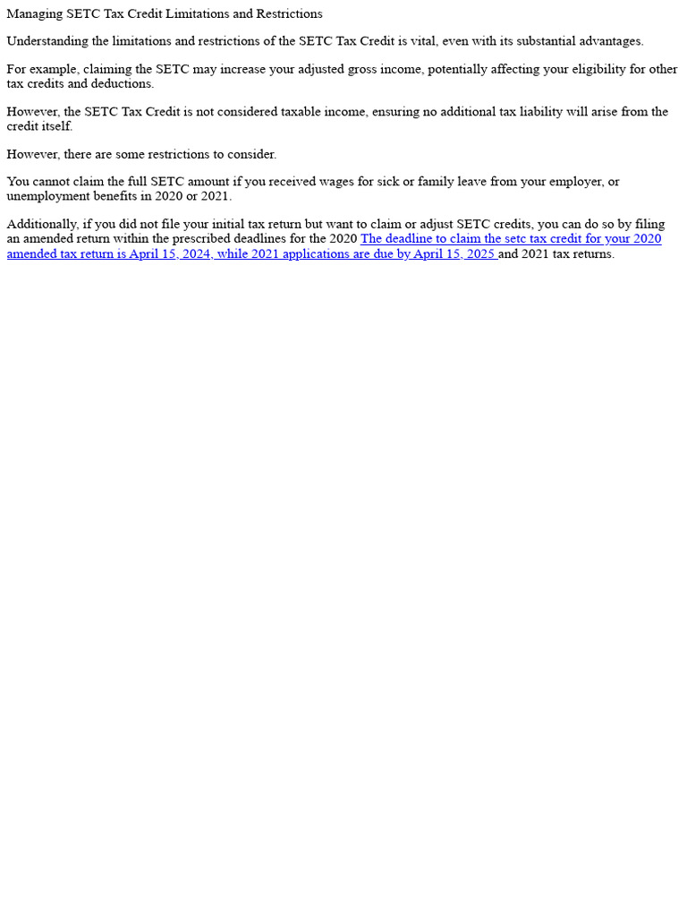 Navigating The SETC Tax Credit 234181 | PDF