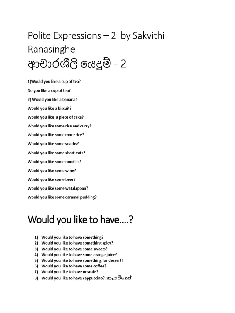 Polite Expressions 2 | PDF