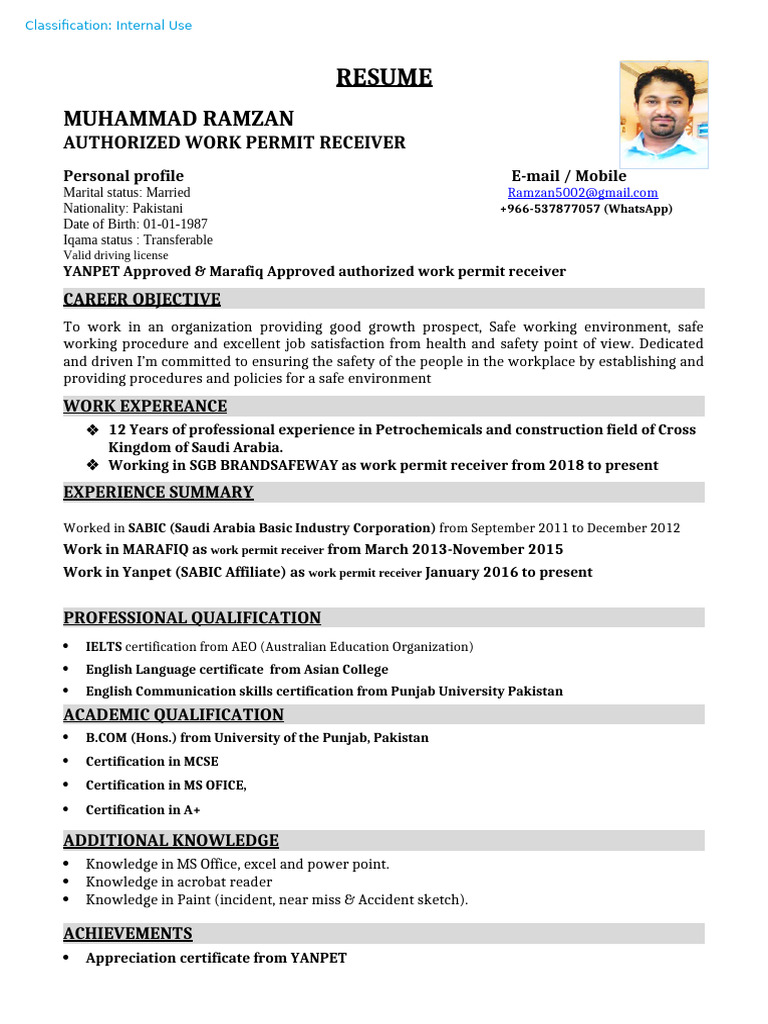 Muhammad Ramzan CV | PDF