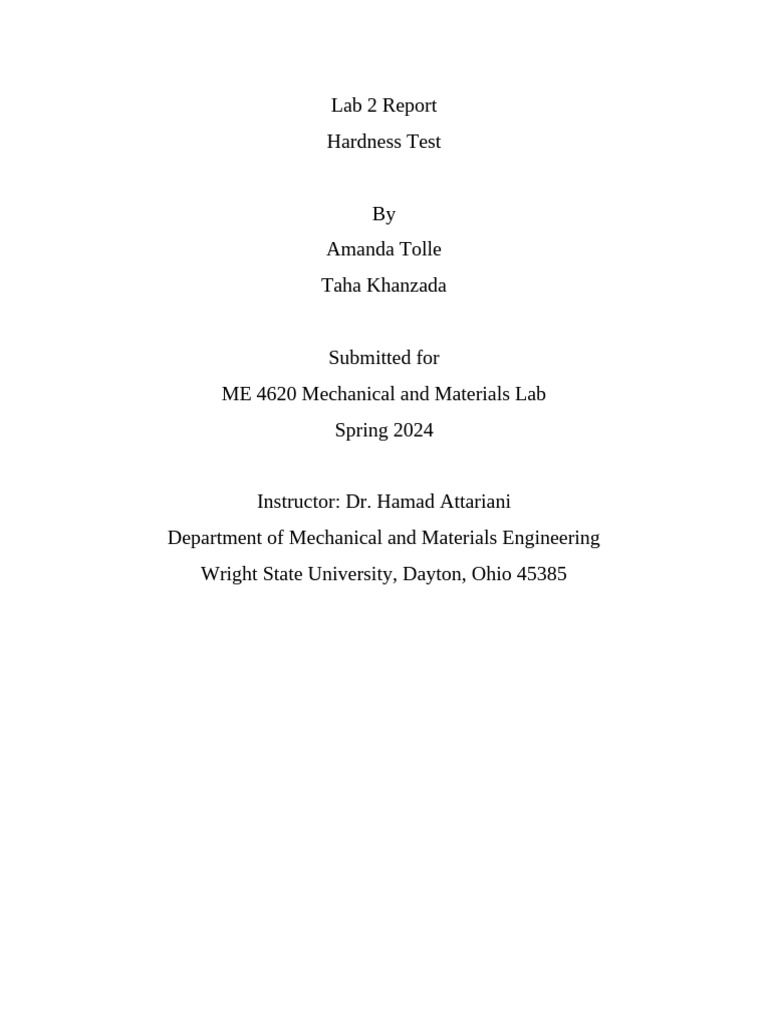 Hardness Test Report | PDF